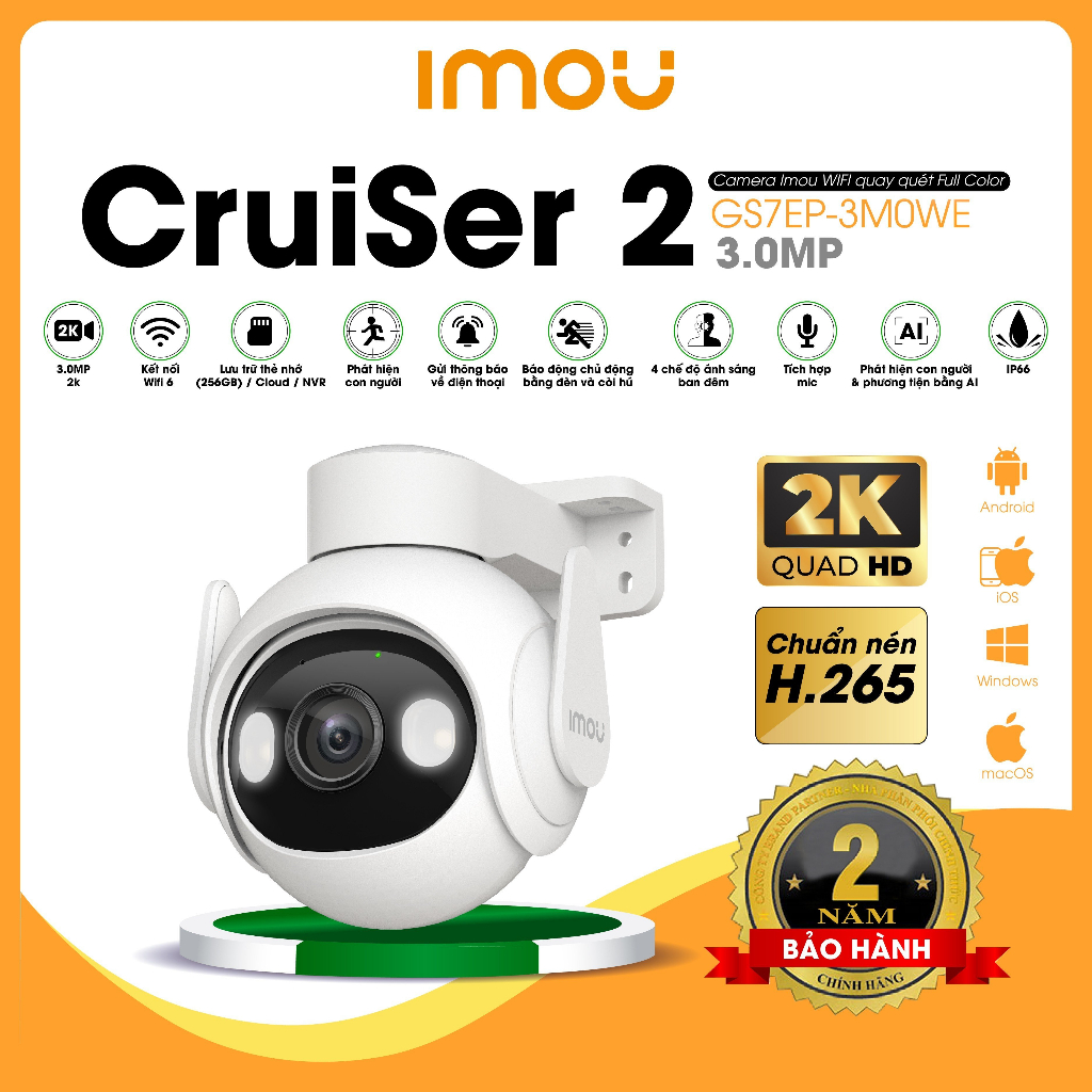 Camera IMOU Wifi (Cruiser 2) GS7EP 3MP/GS7EP 5MP 3K Siêu Nét, Quay Quét ...