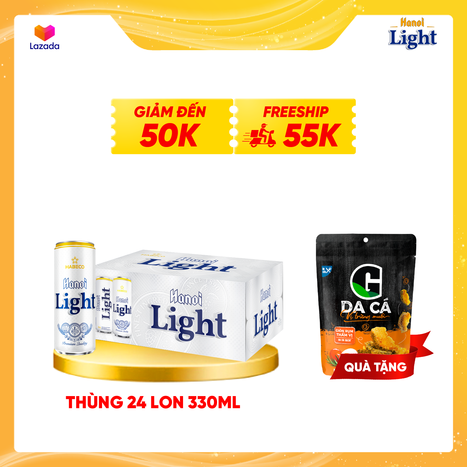 Thùng 24 lon Bia Hanoi Light - HABECO (330ml/lon) | Lazada.vn