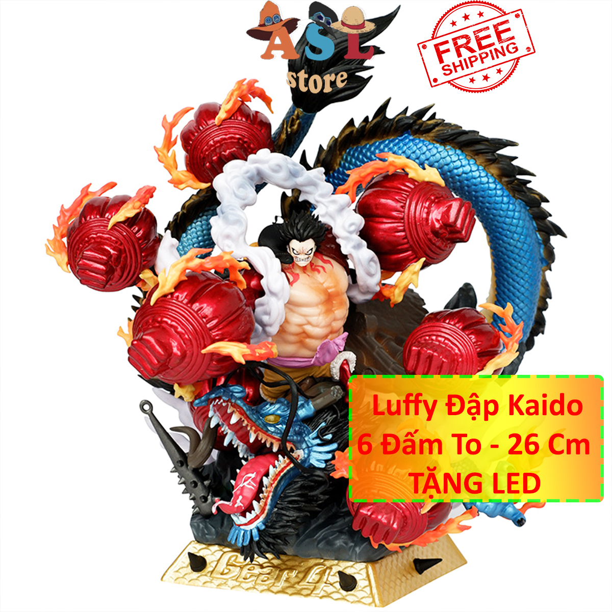 Mô Hình One Piece Luffy Gear 4 đại chiến Kaido 6 đấm Haki siêu to - Cao ...