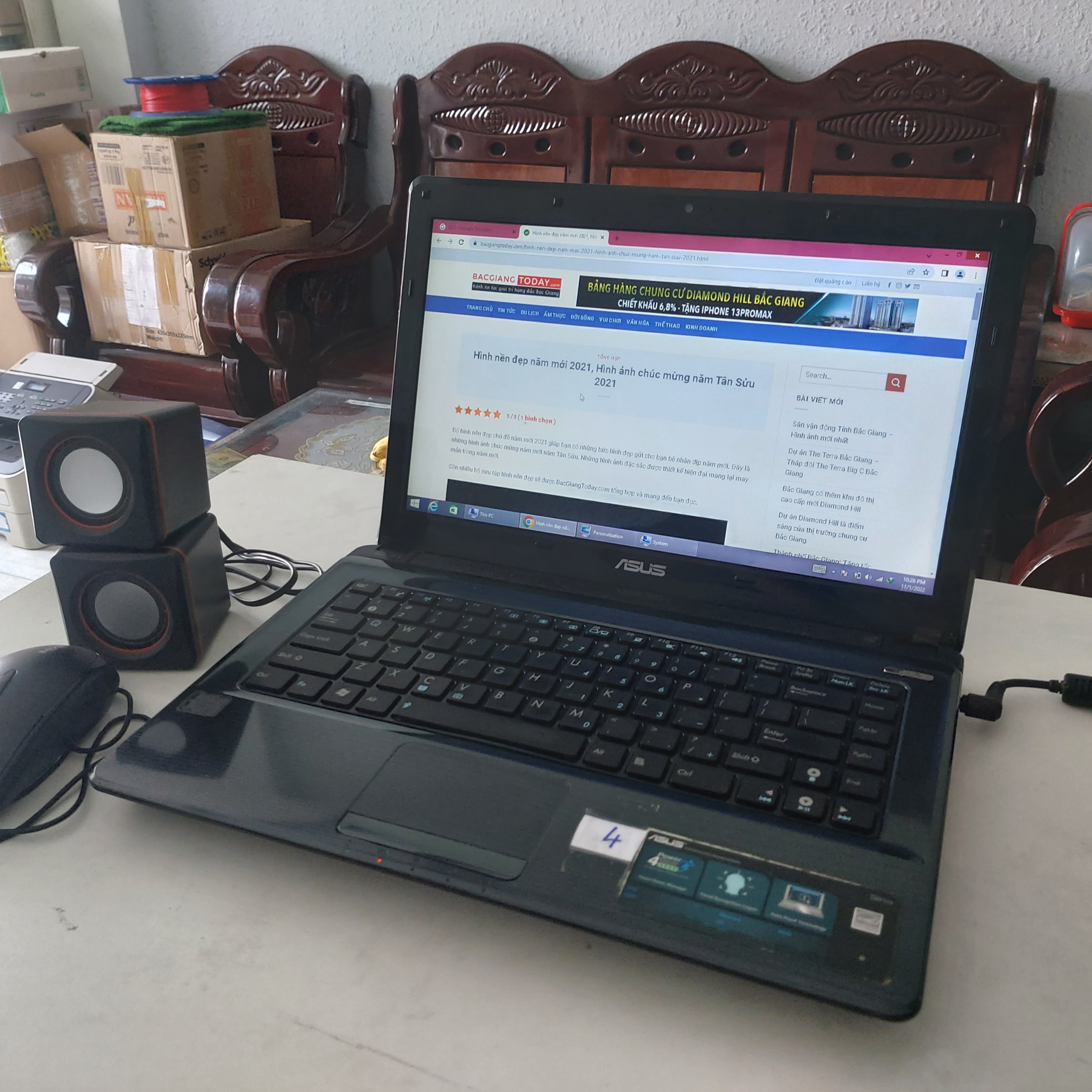 Laptop Asus A42F core i5 ram 4G ổ cứng 250Gb tặng kèm loa chuột túi ...