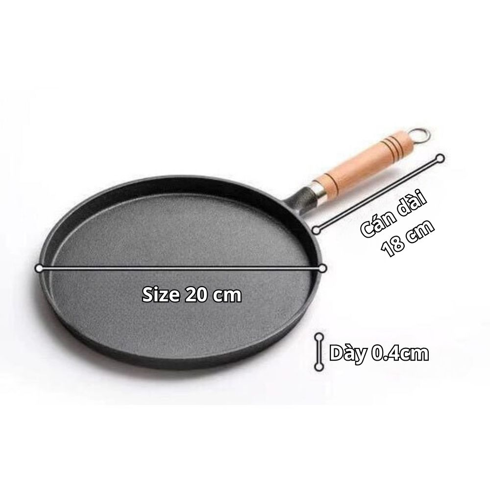 26CM Chảo gang đúc nguyên khối kích thước Dùng cho pizza, pancake, bánh ...
