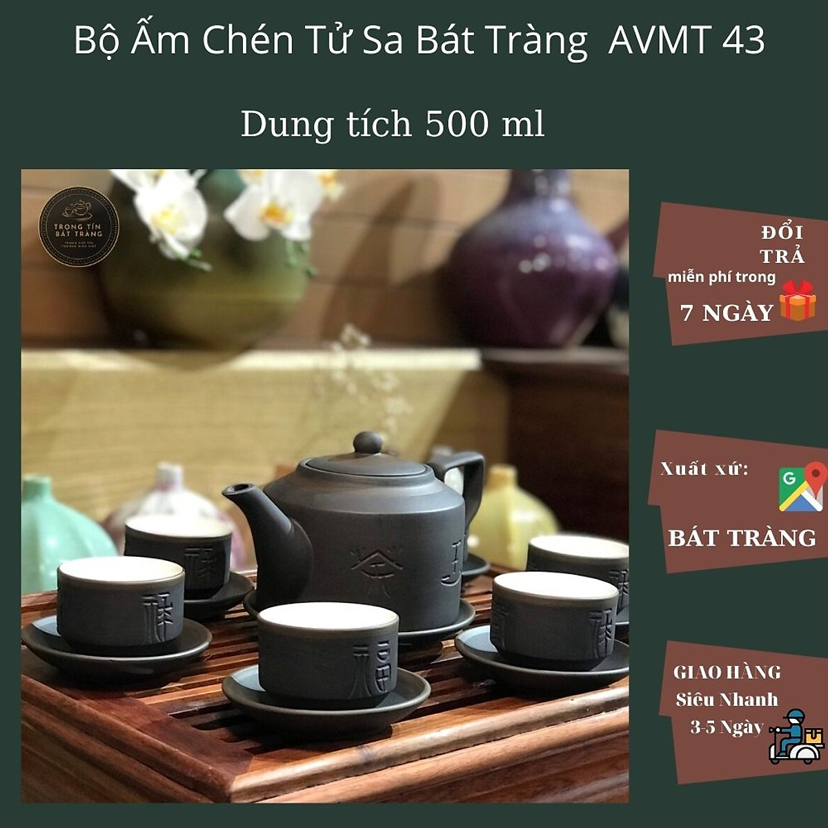 (Chọn mẫu) Ấm chén tử sa Tống Phúc Lộc Thọ Chỉ Bạc - Gốm sứ Bát Tràng ...
