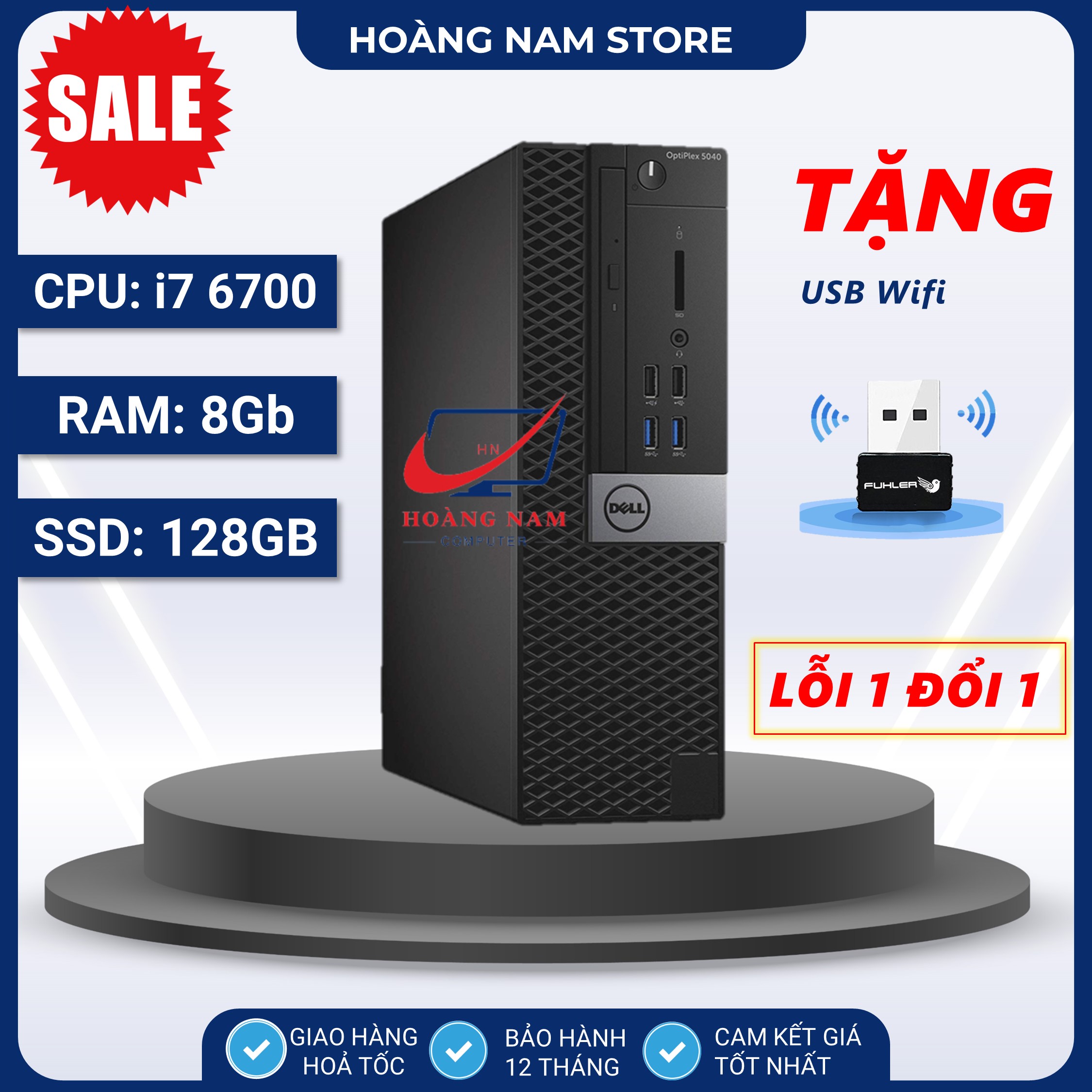 Cây máy tính để bàn Dell Core i7 6700 Ram 8GBSSD 128GB - Bảo hành 12 ...