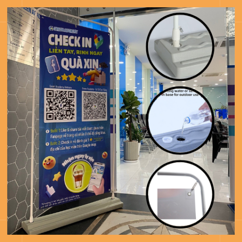 Standee chân sắt có bánh xe kích thước 60x120cm chuyên dùng ngoài trời ...