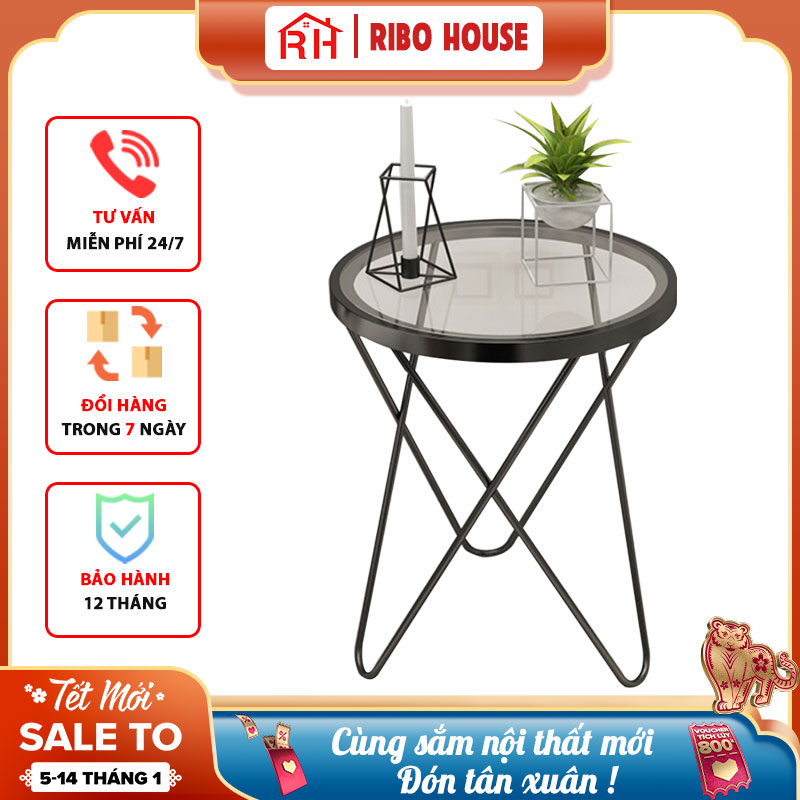Bàn trà mặt kính RIBO HOUSE, kệ tab sofa khung kim loại sơn tĩnh điện ...