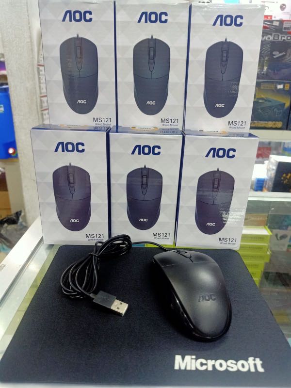 Chuột MÁY TÍNH Chuột máy tính có dây usb AOC MS121 miếng lót chuột độ bám cực tốt Bảo Hành 12 ...
