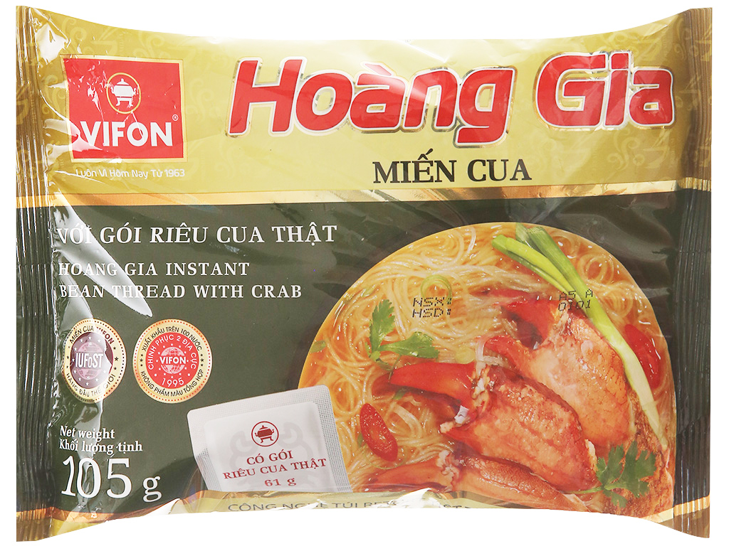 Thùng 18 gói miến cua Vifon Hoàng Gia 105g( có gói riêu cua thật ...