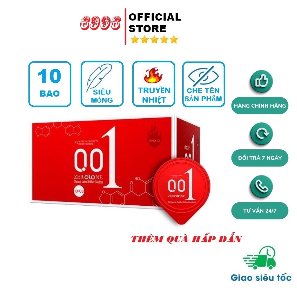Bao cao su OLO 001 mm ĐỎ ống tròn bcs 0.01 mm siêu mỏng truyền nhiệt kéo dài thời gian - MixASale