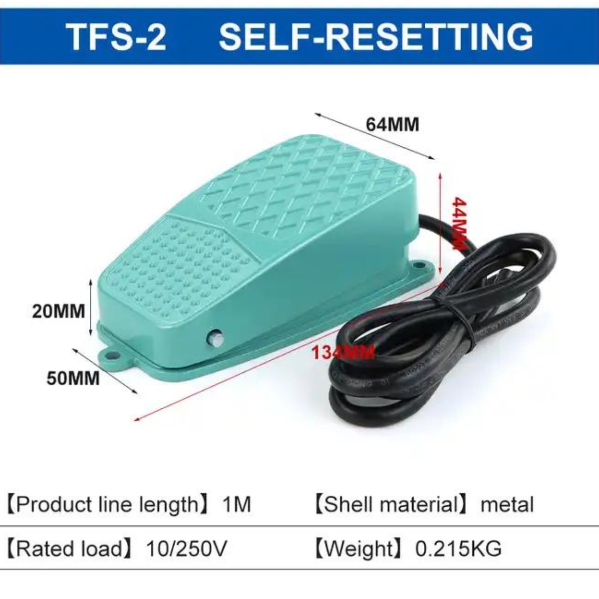 Công tắc bàn đạp chân TFS-2, TFS-3 cóc đạp vỏ kim loại dây điện dài 1 mét dùng cho máy may, máy ...