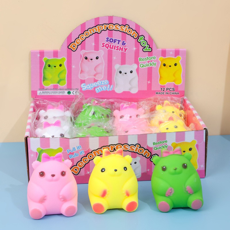 Squishy Mochi hình GẤU ĐEO NƠ mềm mịn dễ thương chân thực giảm stress ...