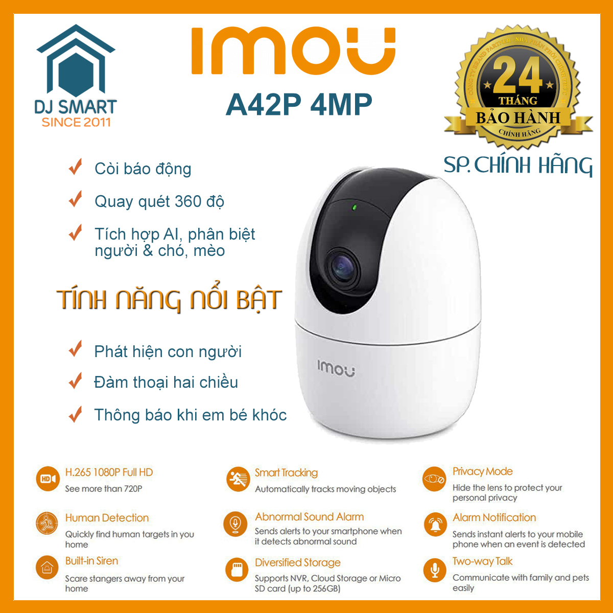 Kèm thẻ nhớ - Camera IP Wifi IMOU A42P ranger A2 thế hệ 3 2023 4M 2K Siêu Nét, Xoay 360, đàm ...