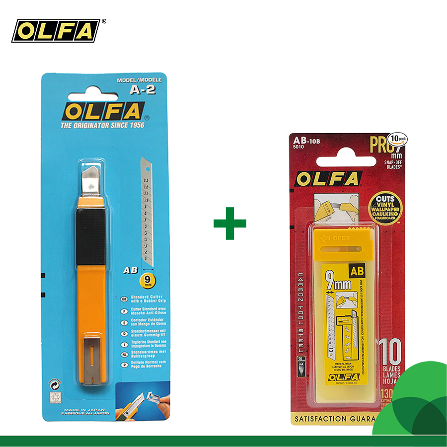 Combo Dao cắt cầm tay OLFA A2 dao cắt bao bì và hộp lưỡi dao AB/10B | Lazada.vn