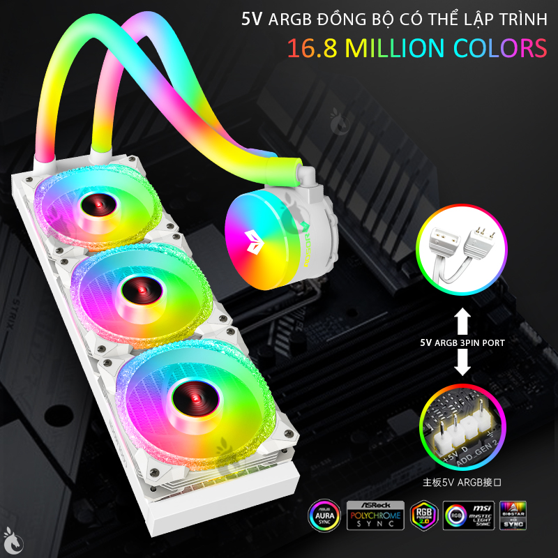 Tản nhiệt nước AIO Coolmoon ICE MOON 240 White Crystal Diamond - 240mm -LED ARGB 5V Support ...