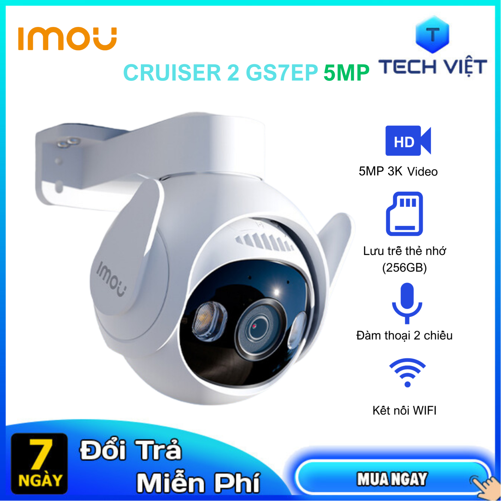 Camera IMOU PTZ CRUISER 2 3M 2K Xoay 360 Độ- Đàm Thoại 2 Chiều- Ban Đêm ...