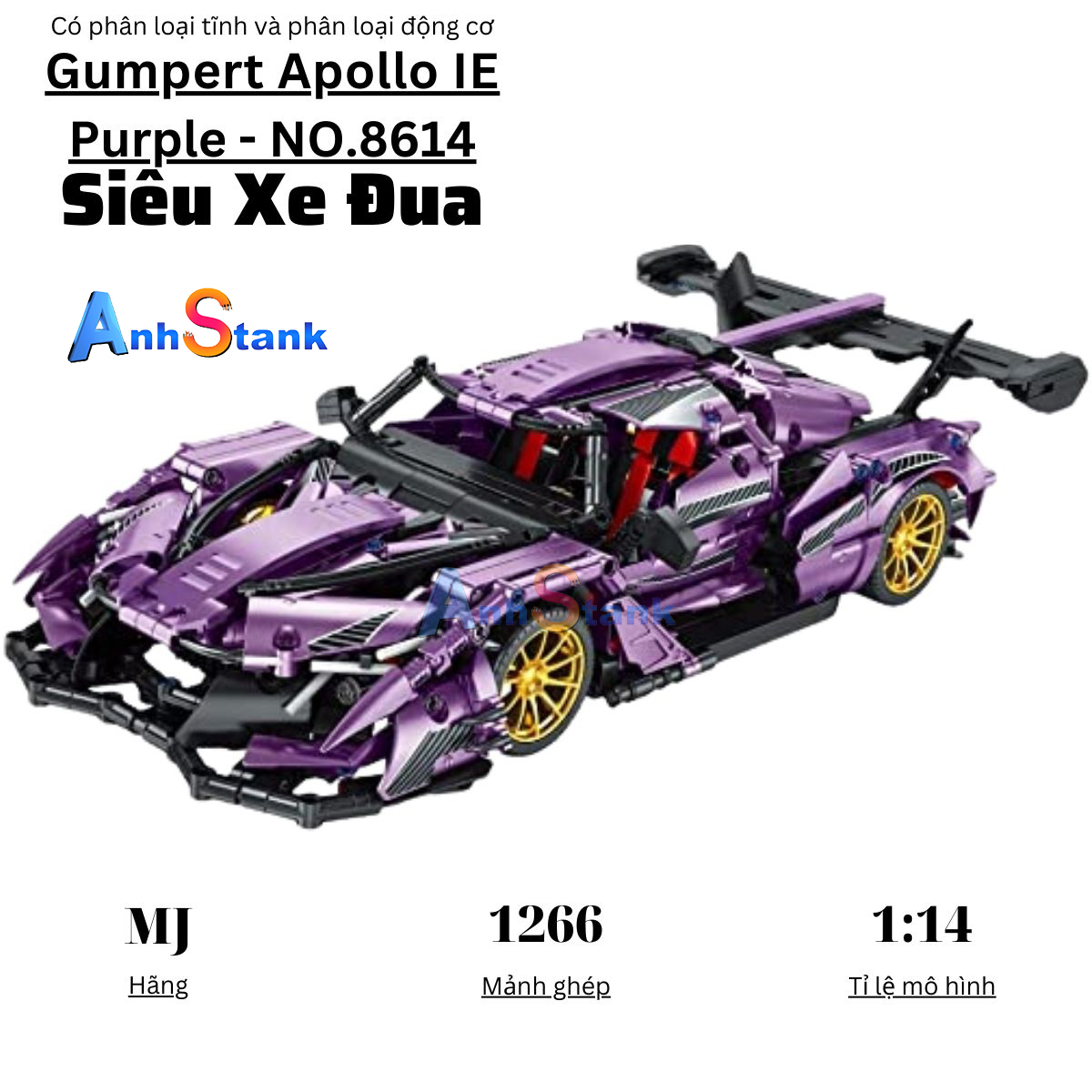 [Hoàn tiền 10%]Mô hình lắp ráp siêu xe technic Apolo Gumpert IE Purple ...