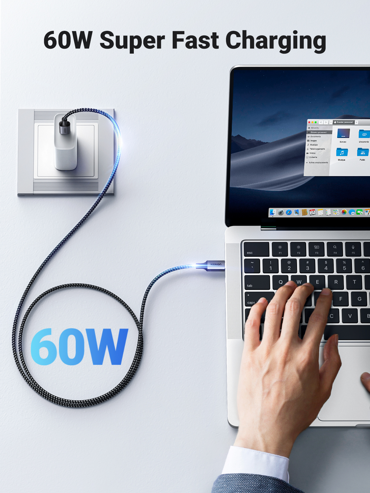 UGREEN 60W USB C to USB C Cable 4k 60Hz USB 3.1 5Gbps 60W Type C PD Fast Charging for MacBook ...