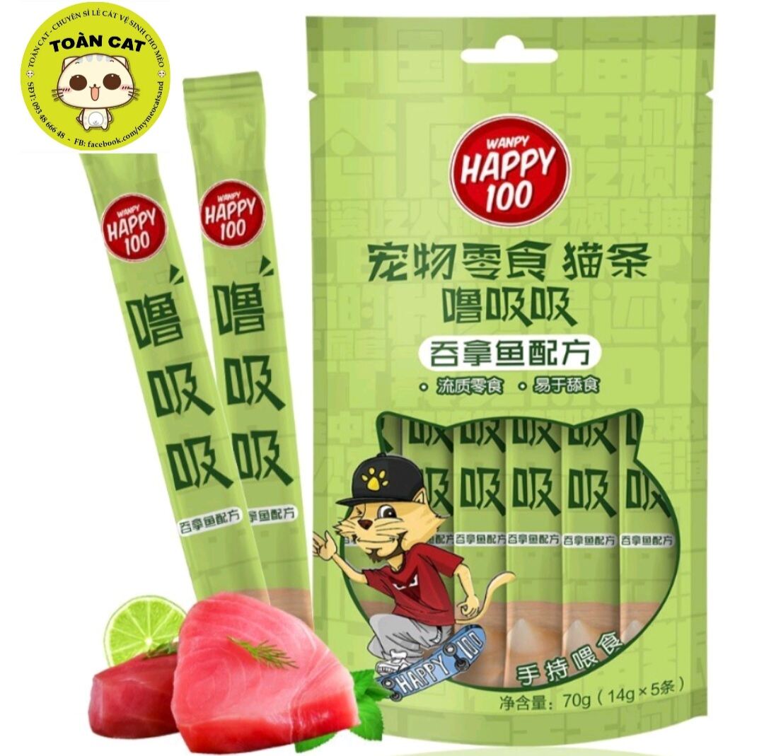 Súp thưởng Wanpy Happy 100 cho mèo-Gói 5 thanh - MixASale