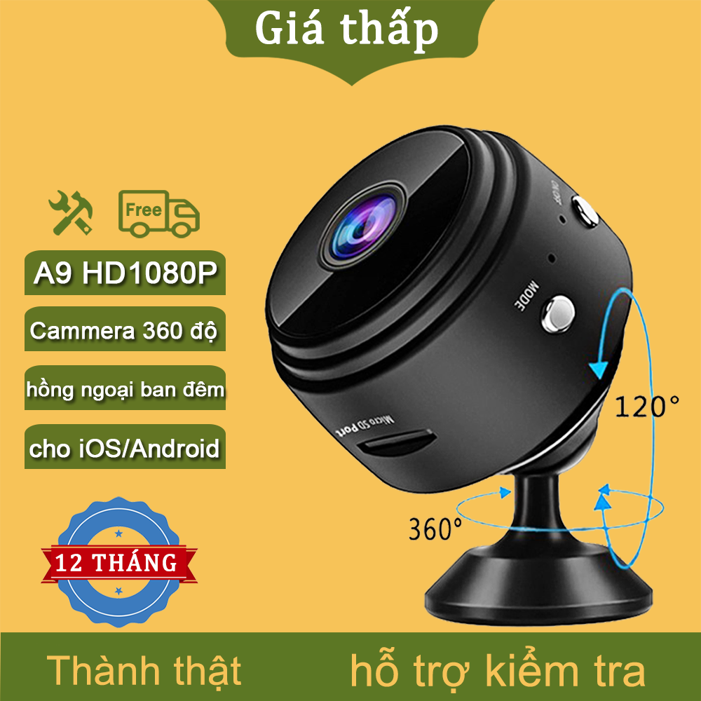 Cammera 360 độ kết nối đt mini A9 HD 1080P Camera giấu kín mini siêu ...