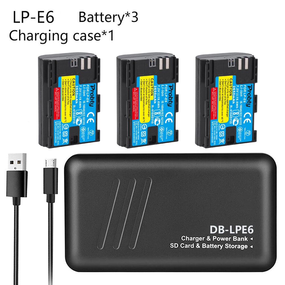 2650Mah LP-E6 LPE6 LP E6 E6N Battery Charger Case For Canon EOS 5DS R ...
