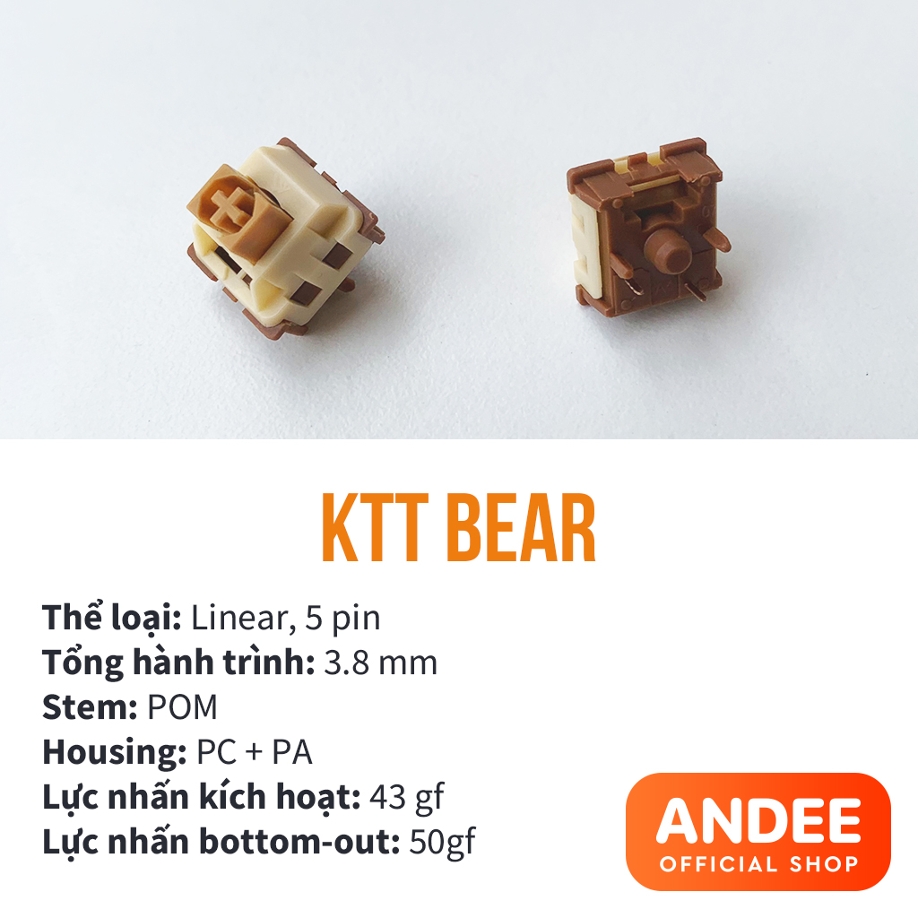 KTT Bear Jacaranda v2 switch bán lẻ công tắc bàn phím cơ tuyến tính 5 pin siêu mượt có lube sẵn ...