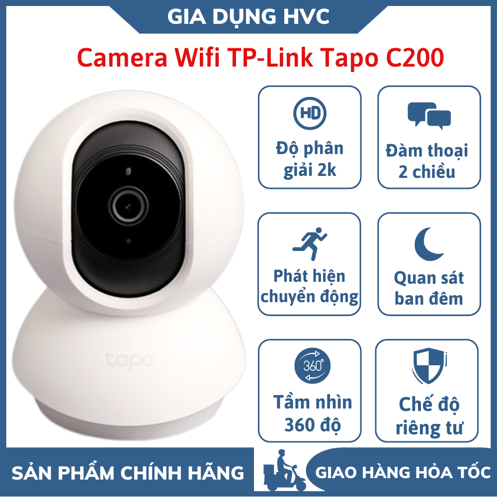 Camera Wifi TP-Link Tapo C200 Hình ảnh Full HD 1080P 360 độ giám sát an ...