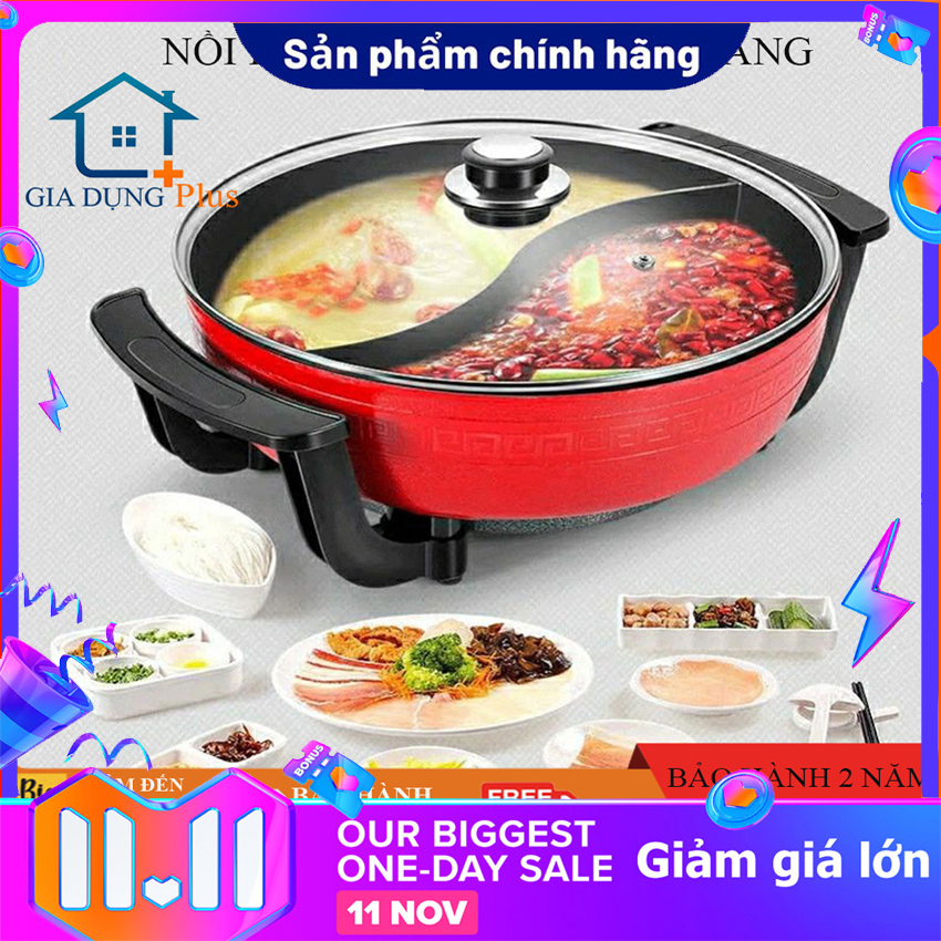Nồi lẩu điện, nồi lẩu 2 ngăn đa năng Hong Shuang-xi 7736-nồi đôi điện ...