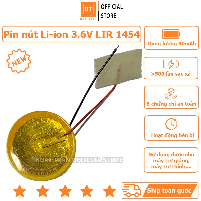 Pin nút Li-ion 36V 90mAh LIR 1454 cho tai nghe Bluetooth TWS máy trợ ...