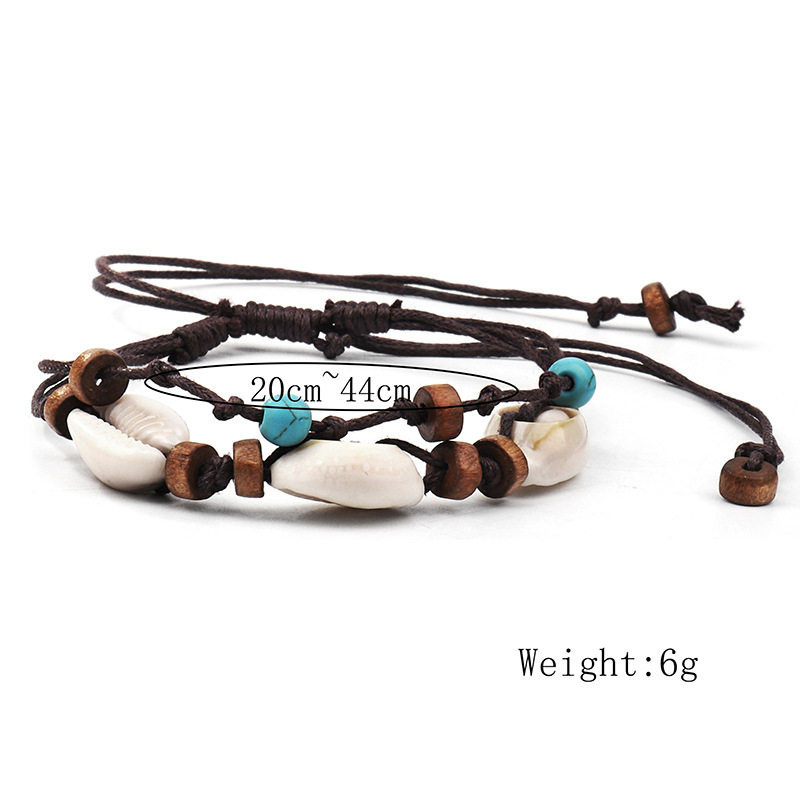 Boho Natural Sea Shell Stone Anklets For Women Wood Bead Seashell Ankle ...
