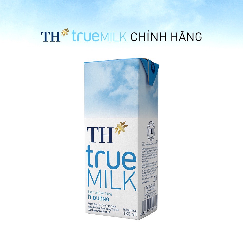 Thùng 48 hộp sữa tươi tiệt trùng ít đường TH True Milk 180ml (180ml x 48) - MixASale