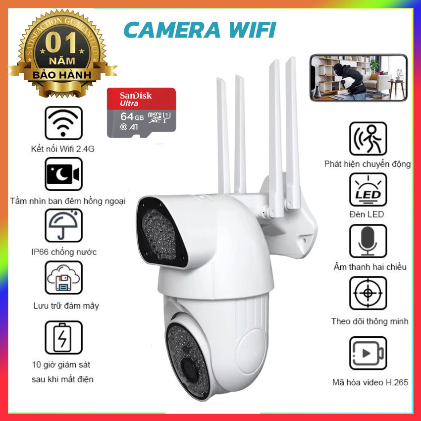 camera ngoài trời 135 đèn led, camera 360 độ không dây, camera wifi ...