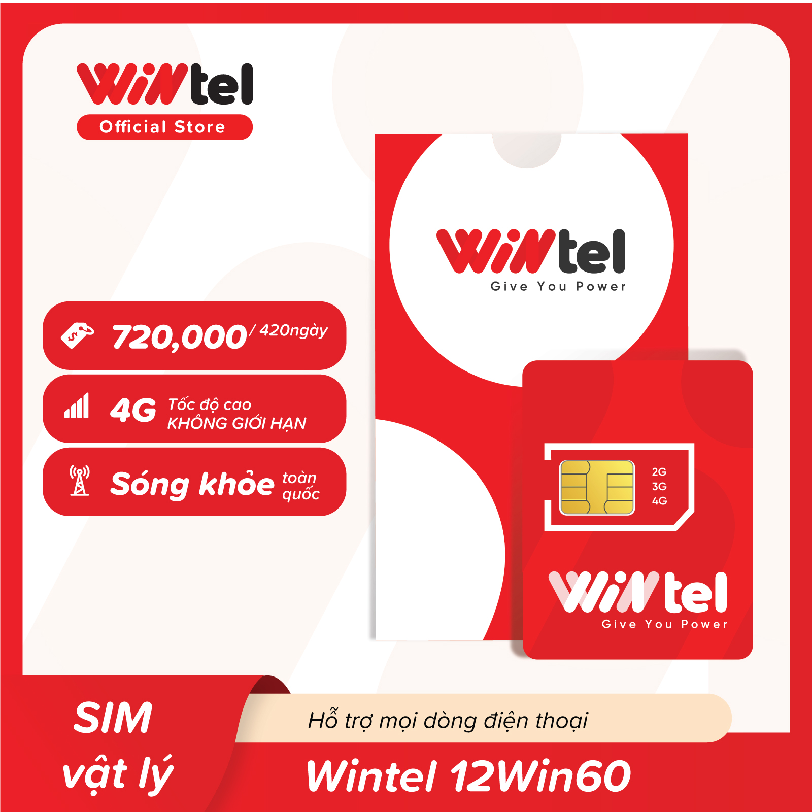 CHƯA KÍCH HOẠT. Sim 4G Wintel Win89 không giới hạn tốc độ cao, sóng ...