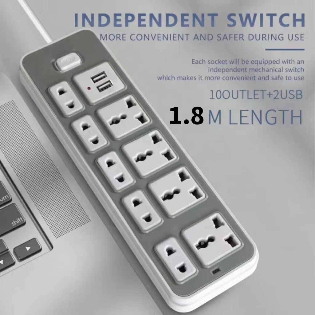 Ổ power plug smart 5 plugs 2 ports USB charger 9 universal socket wire ...
