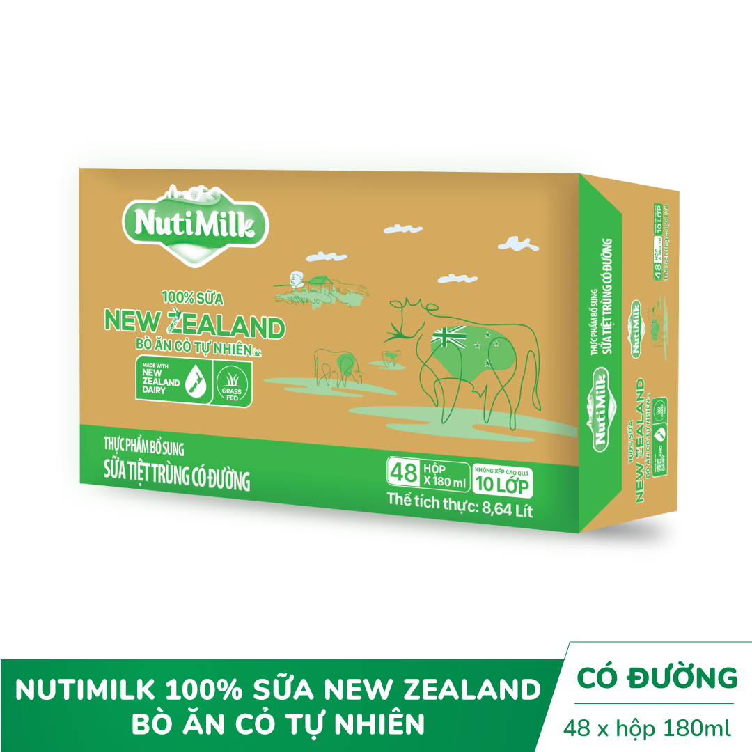 Thùng 48 Hộp NutiMilk 100 Sữa New Zealand Bò Ăn Cỏ Tự Nhiên Sữa Tiệt ...