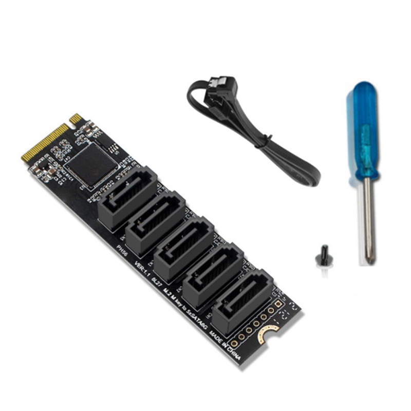 M.2 NGFF PCIE B-Key Sata to SATA 3.0 5 Port Expansion Card 6Gbps ...