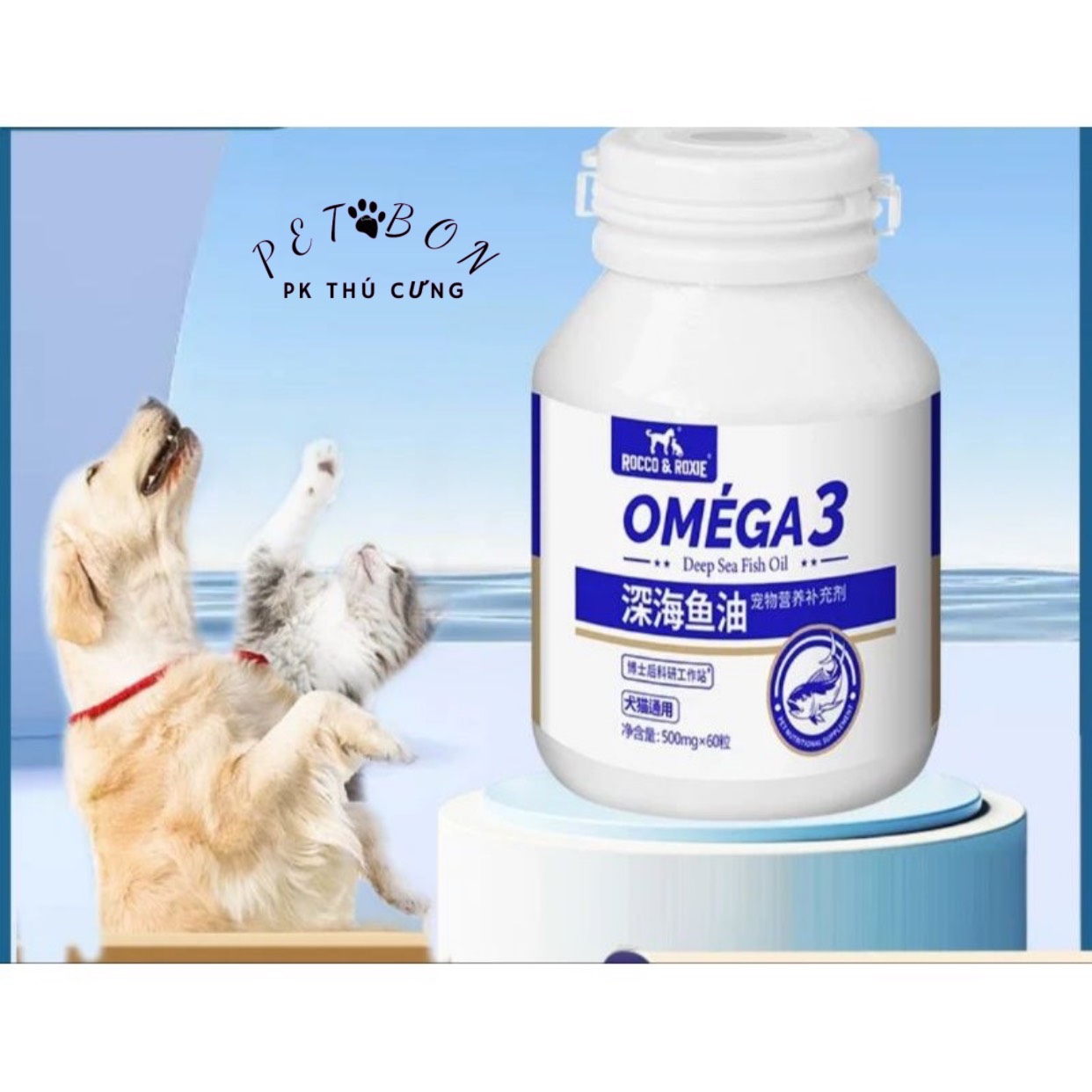 Dầu Cá Cho Thú Cưng - Dầu Cá Rocco Cho Chó Mèo, Giảm Rụng Lông, Bổ Sung ...
