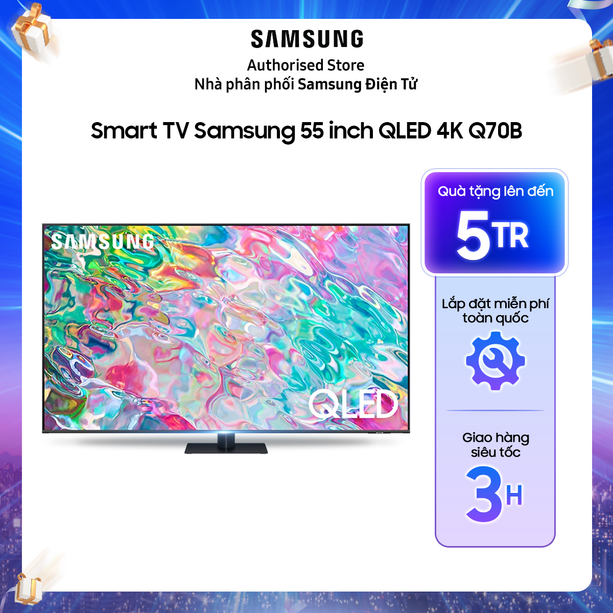 [Giao hàng và lắp đặt nội thành phố HCM trong 2H] 55Q70B - Smart Tivi Samsung QLED 4K 55 inch ...