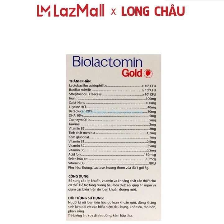 Men tiêu hóa vi sinh đường ruột Biolactomin Gold cân bằng hệ vi sinh ăn ...