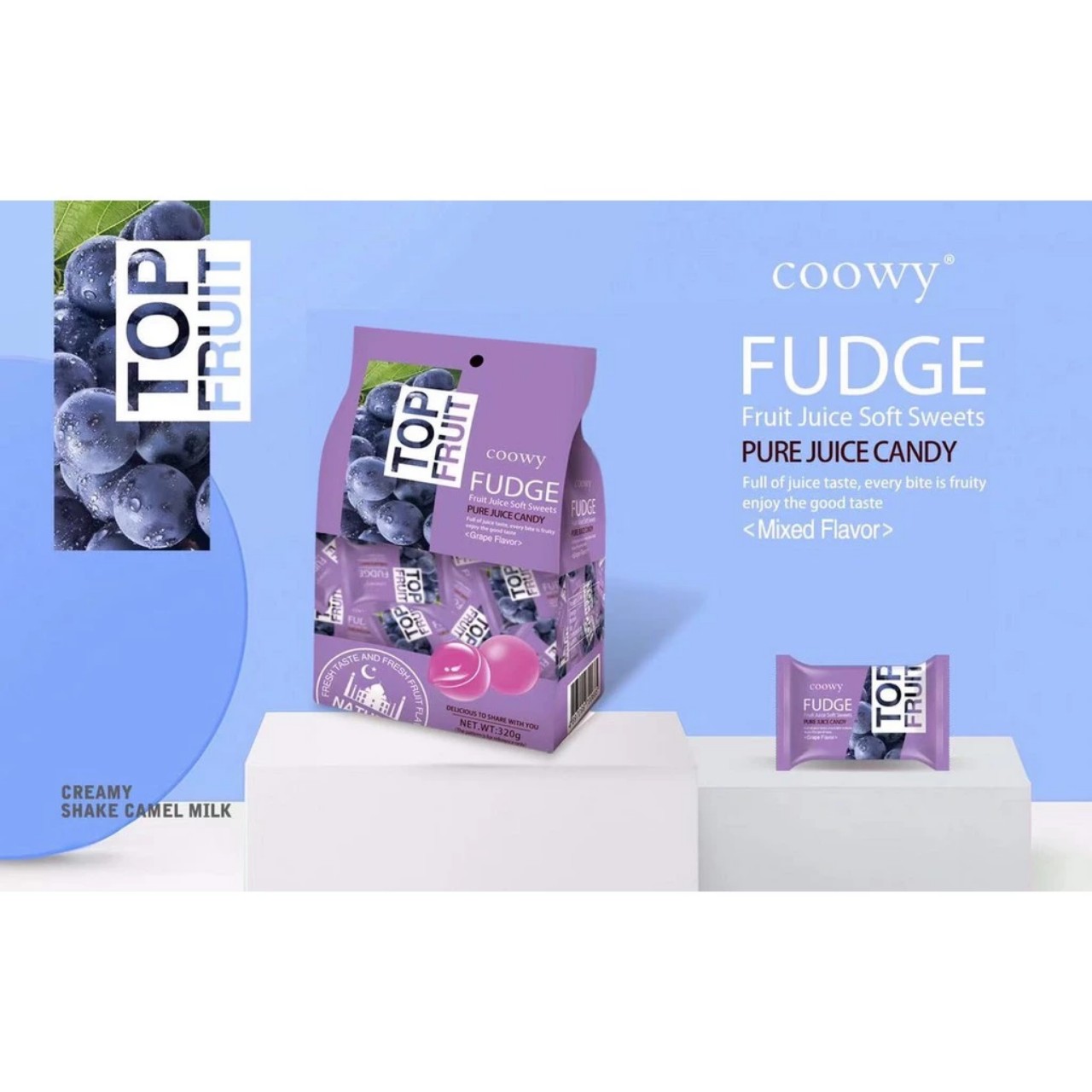 Kẹo dẻo trái cây TOP FRUIT COOWY Mix các vị Dâu - Xoài - Nho 320g ...