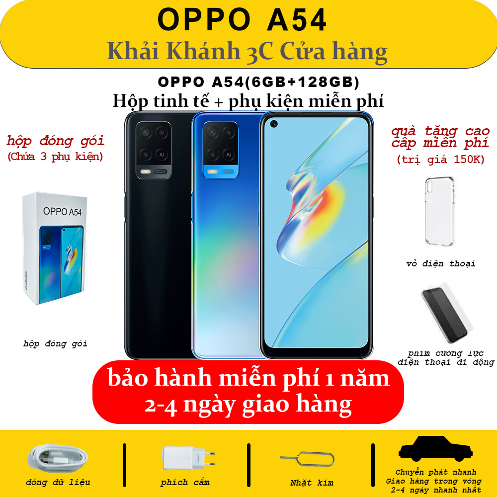 điện thoại Oppo A54 2sim ram 6G128G 5000mAh màn 6.5inch Camera siêu nét ...
