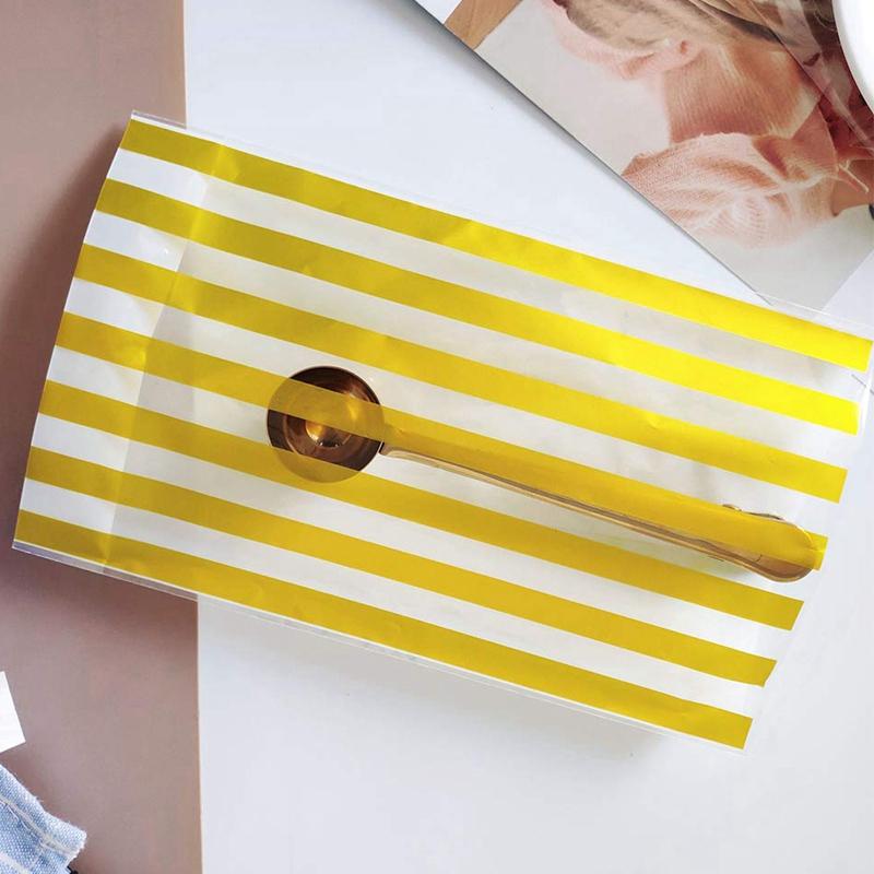 100PCS Gold OPP Bags with Twist Ties for Cookie, Bakery, Candy, Sweet ...