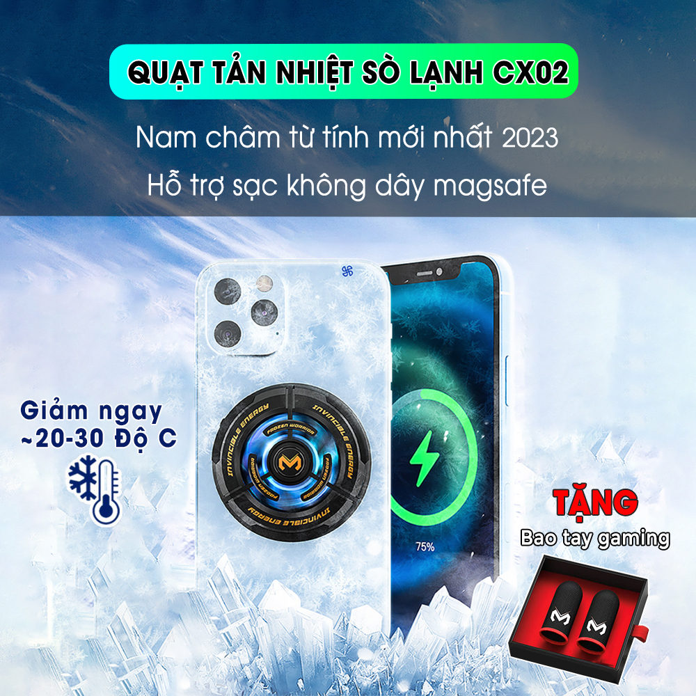Quạt tản nhiệt điện thoại sò lạnh MEMO CX02 gaming nam châm từ tính đèn led RGB thay đổi liên ...