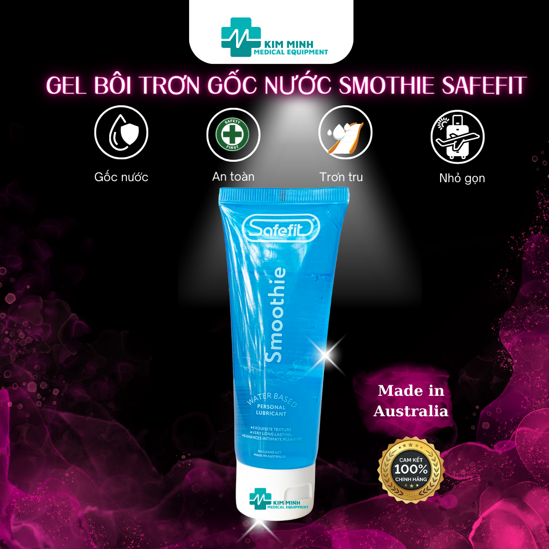 Gel bôi trơn gốc nước Smothie Safefit 100 gam nhập khẩu Úc trơn mượt dễ ...