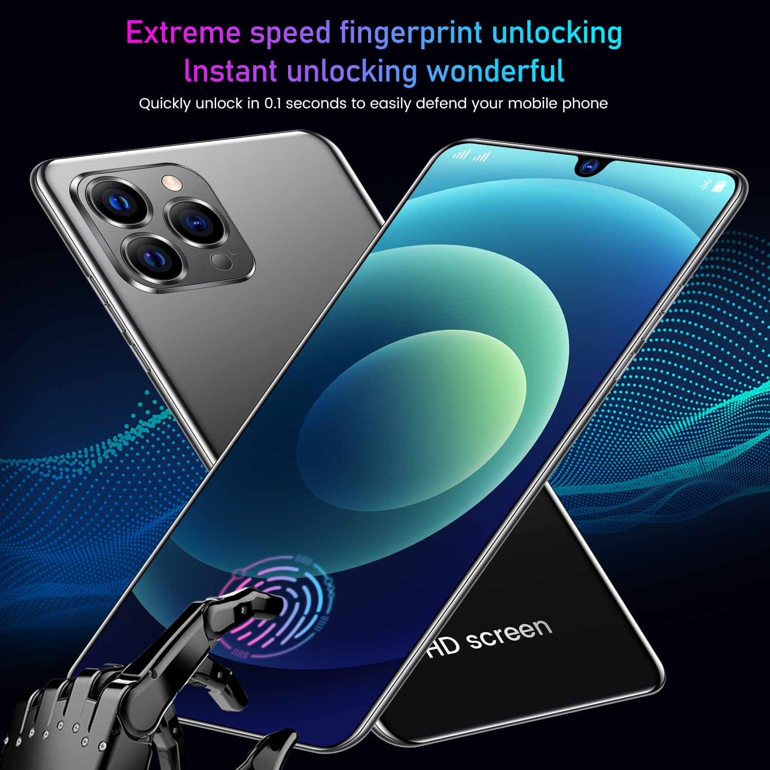 Smartphone IP12 pro nguyên bản Điện thoại di động Full màn hình 6.5inch ...