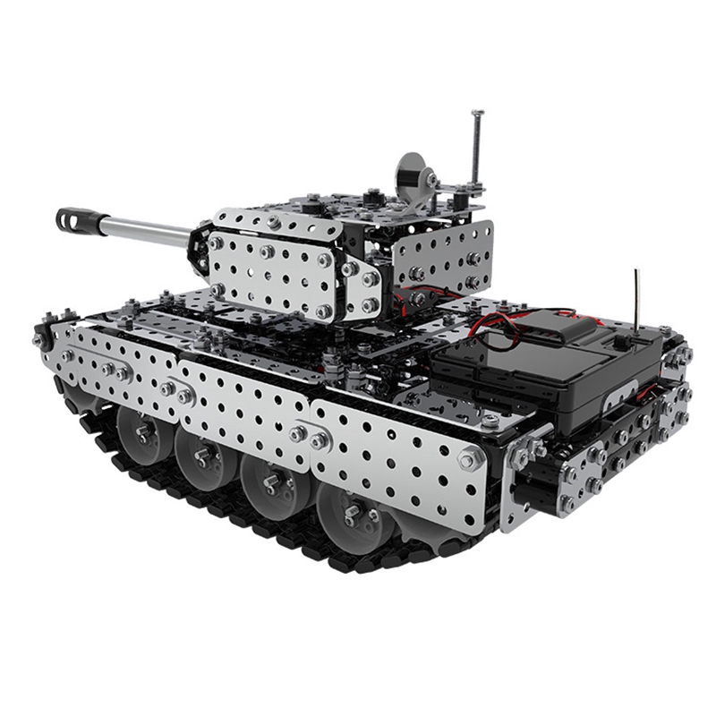 2.4G RC Tank DIY Assembly Set Stainless Steel Remote Control Model Toy ...