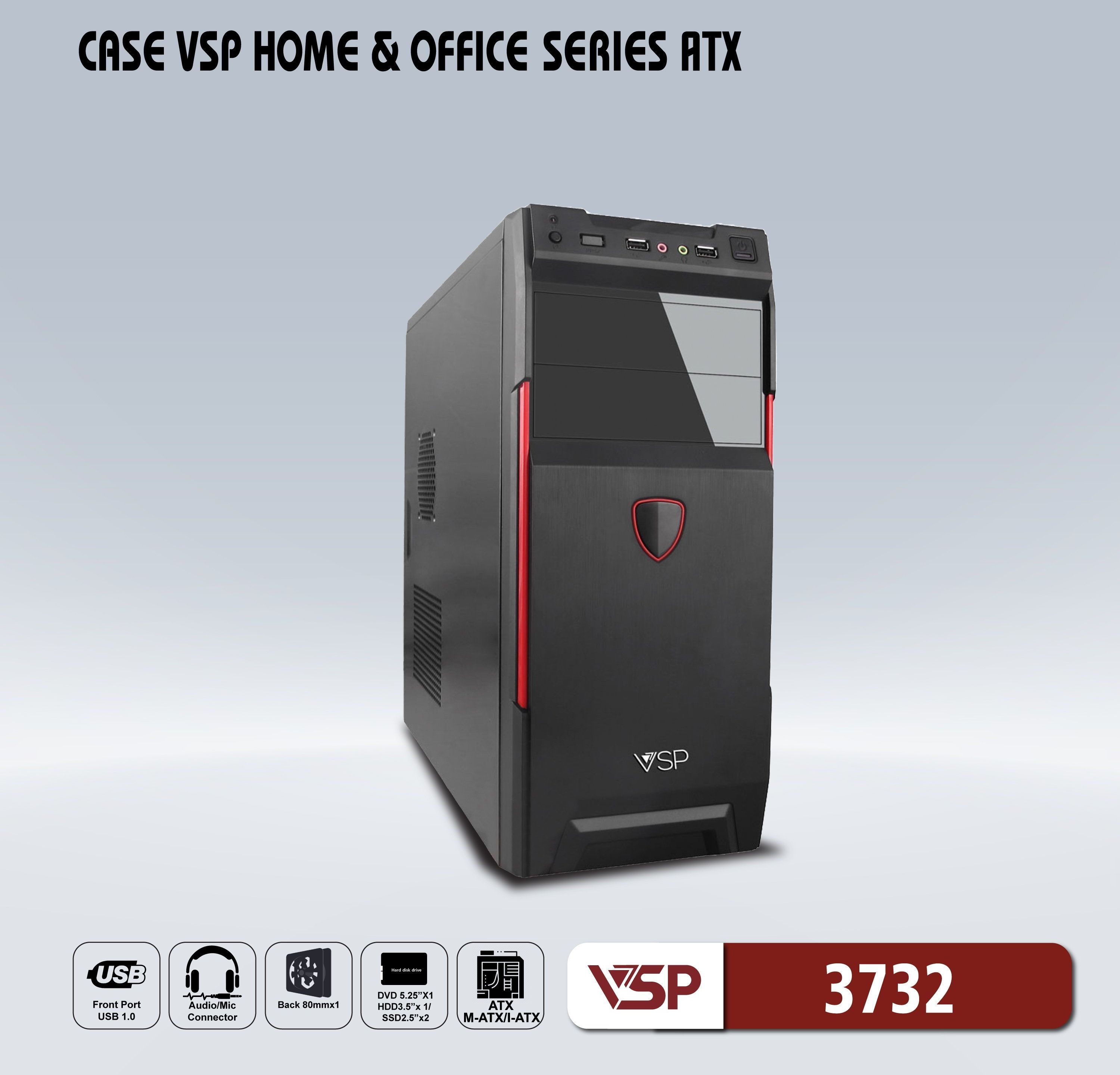 Case máy tính giá rẻ VSP V211 có LED - MixASale