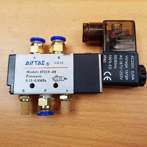 Van điện từ Airtac 4V210-08, Van khí nén, Van chia khí 4V210-08 ( Van 5/2 ) 220VAC 24VDC 110VDC ...