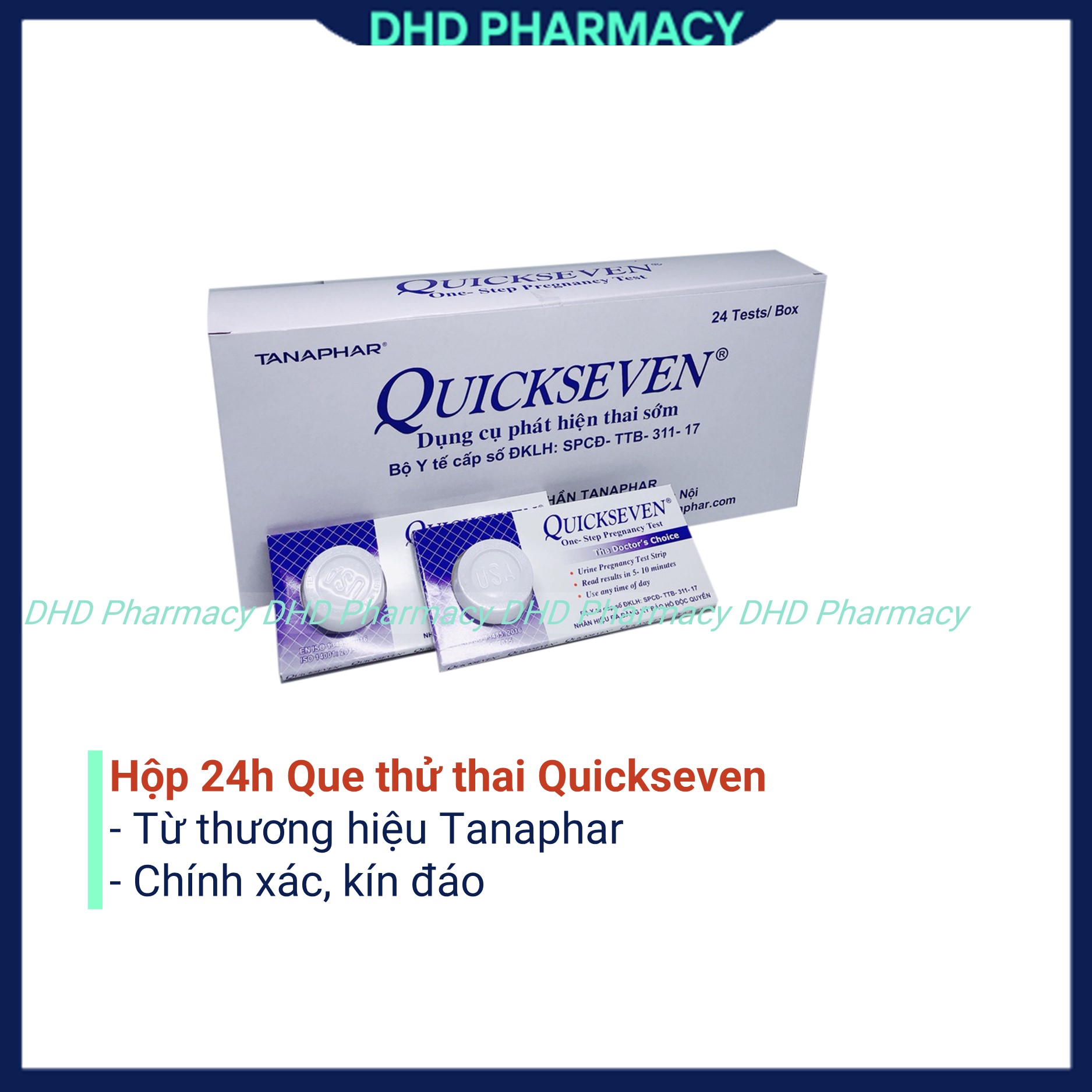 Hộp 24 que thử thai Quickseven - Giao hàng kín đáo, luôn che tên, test ...