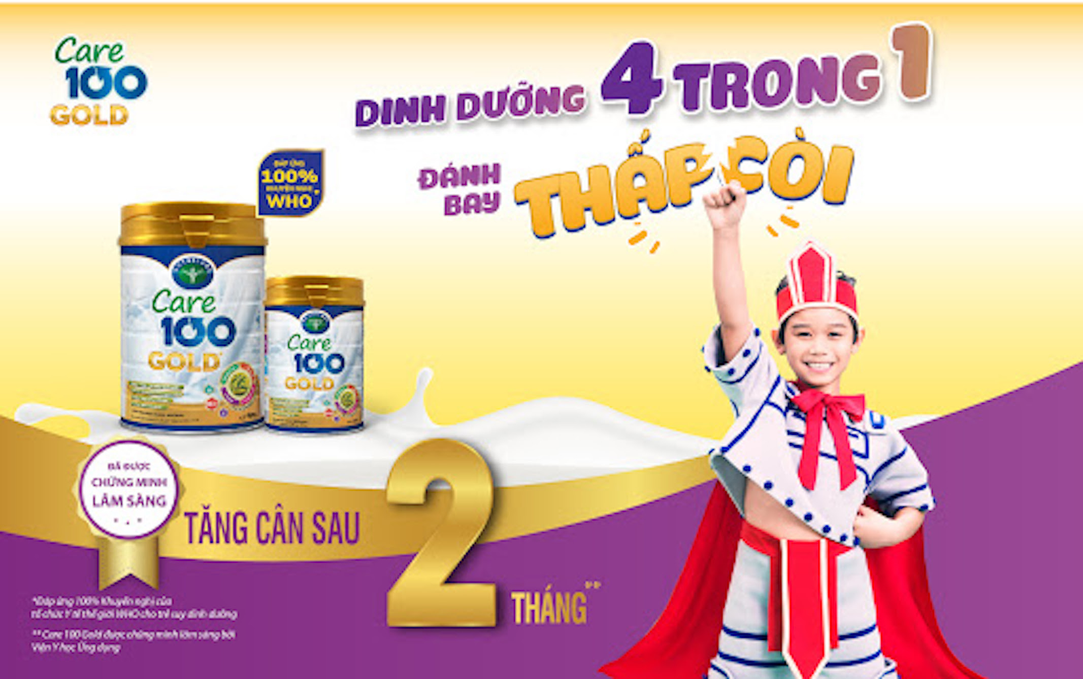 Sữa Nutricare Care 100 Gold cho trẻ biếng ăn suy dinh dưỡng 1-10 tuổi (900g) - MixASale