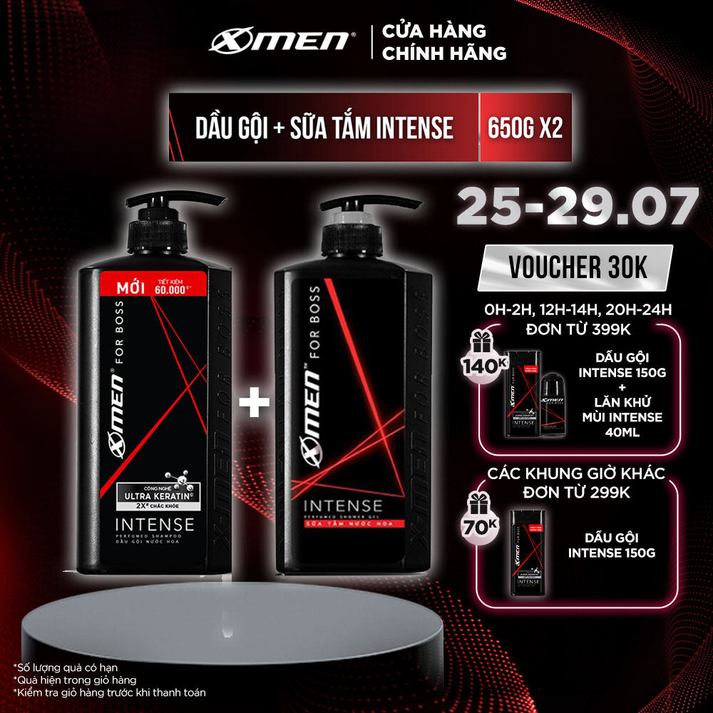 MỚI Combo Dầu gội X-Men for Boss hương trầm đầy nội lực Intense với ...