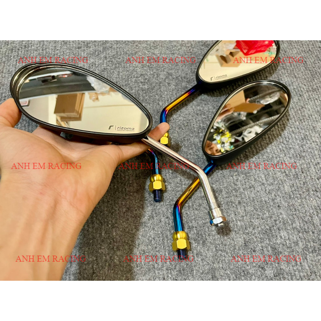 Cặp Kính chiếu hậu kiểu SU chân Xi titan Xi bóng gắn xe máy (CÓ BÁN LẺ ...